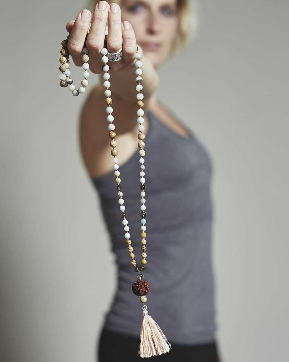 Gemstone Mala with Jasper, Amazonite and Smokey Quartz by Manipura ...